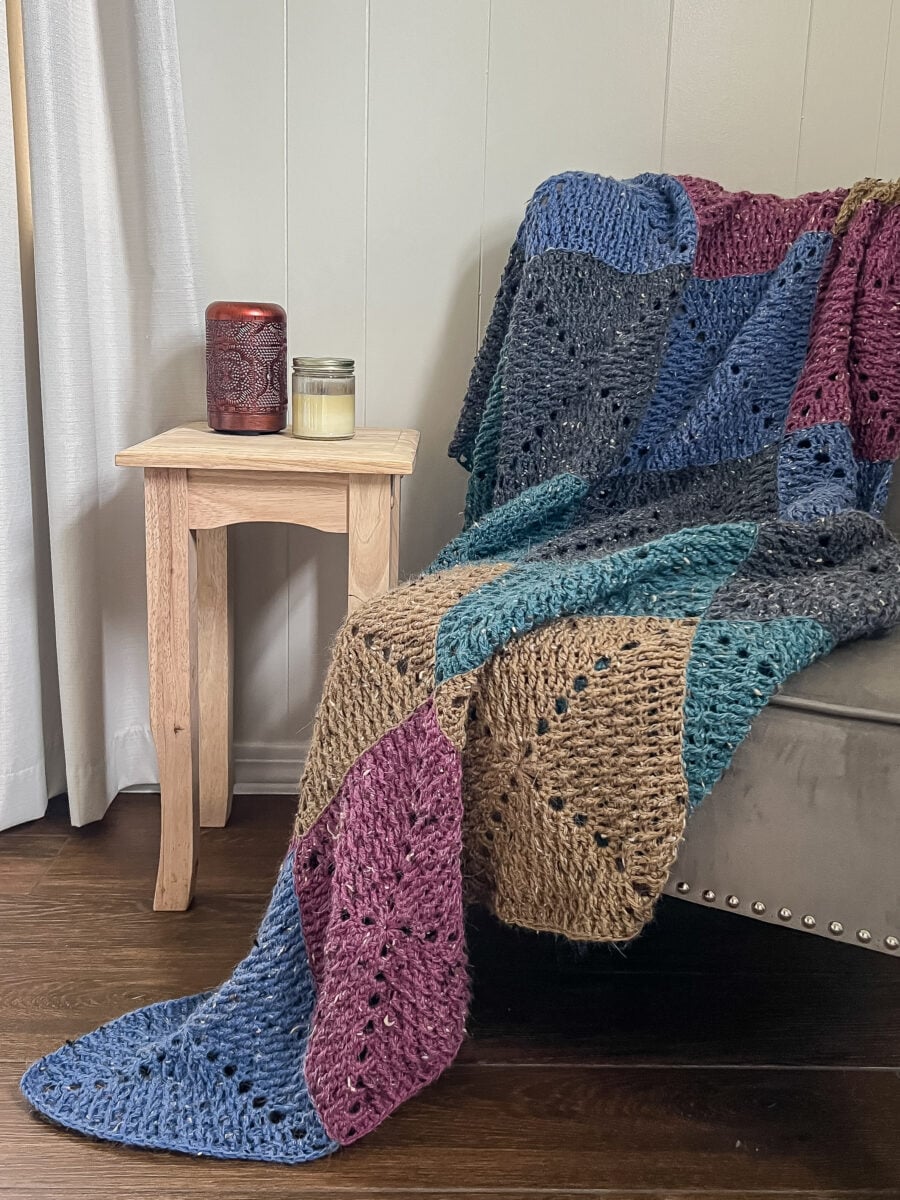 Modern Granny Square Blanket in Alpine Stitch - Life + Yarn
