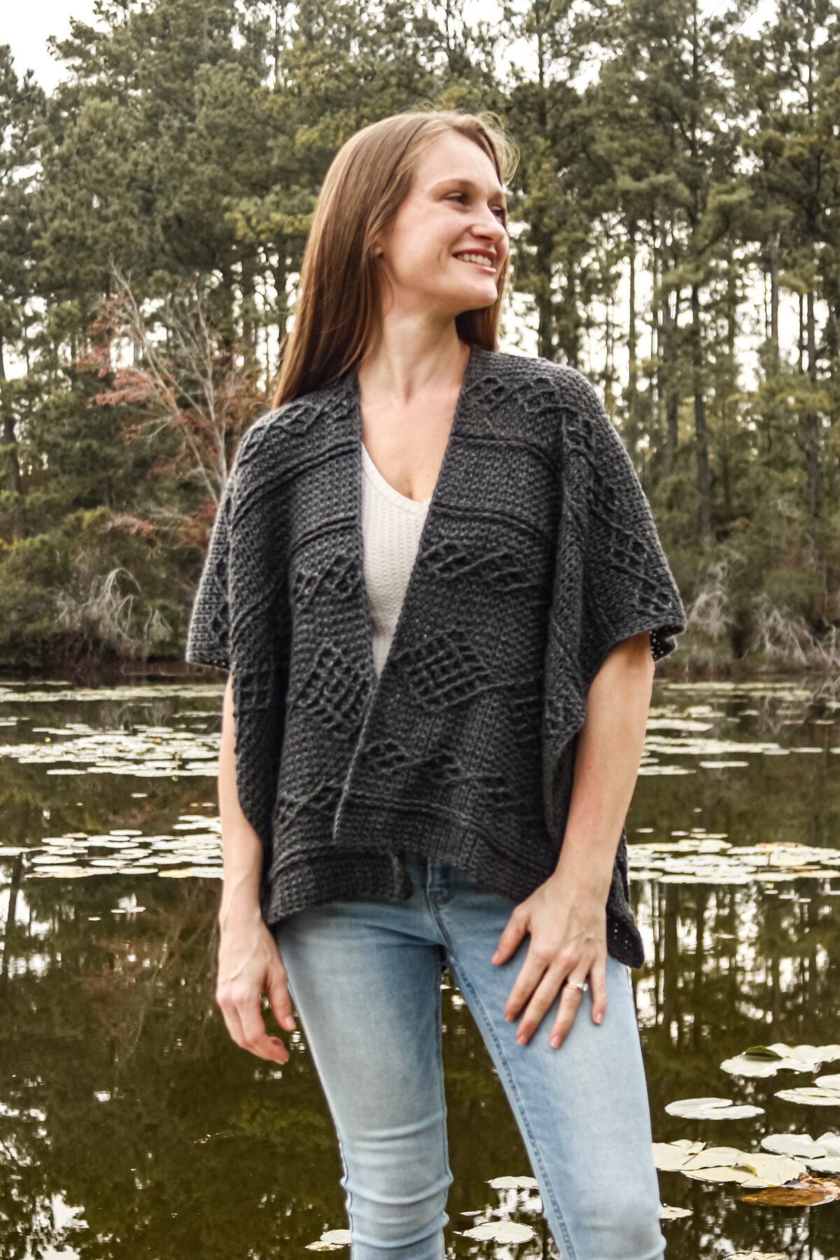 Free Easy Crochet Cabled Ruana Wrap Pattern + PDF - Life + Yarn