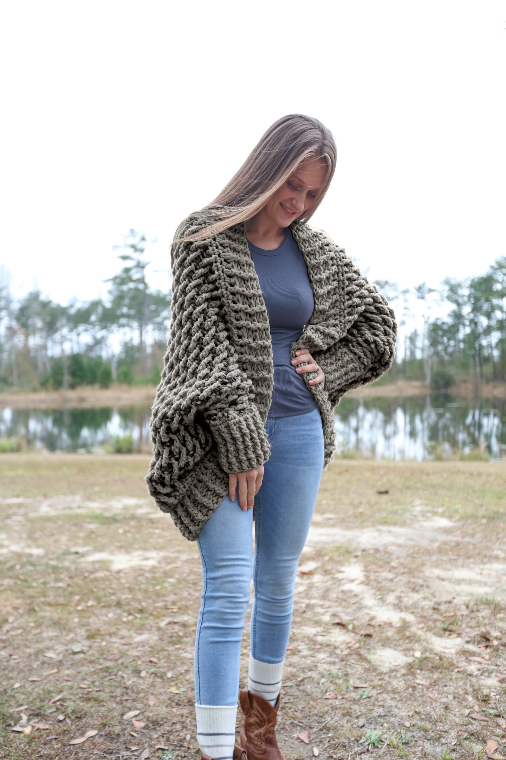 Easy Chunky Crochet Cocoon Cardigan Sweater - Free Pattern - Life + Yarn
