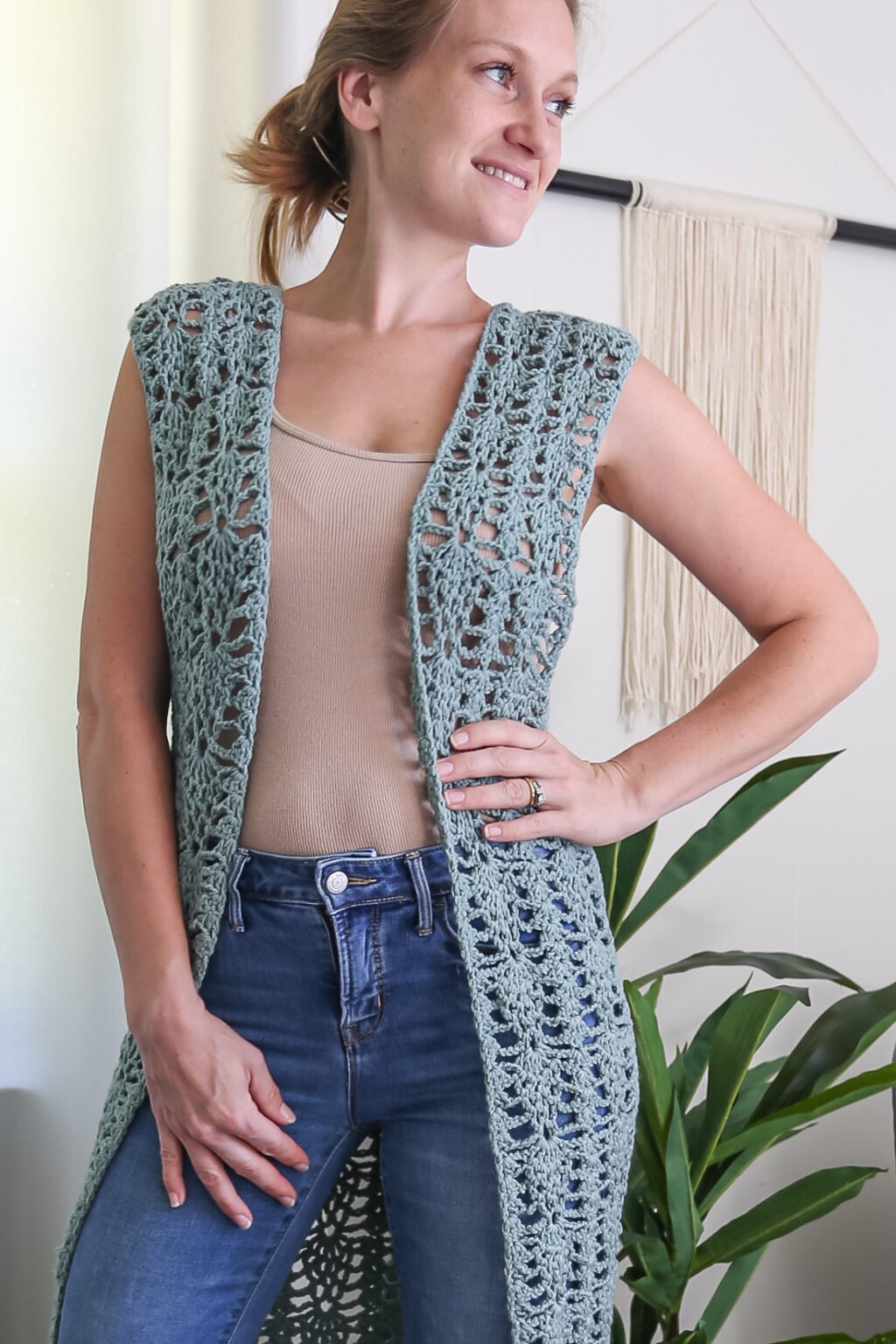 FREE Long Crochet Duster Pattern - Easy Pineapple Stitch Vest - Life + Yarn