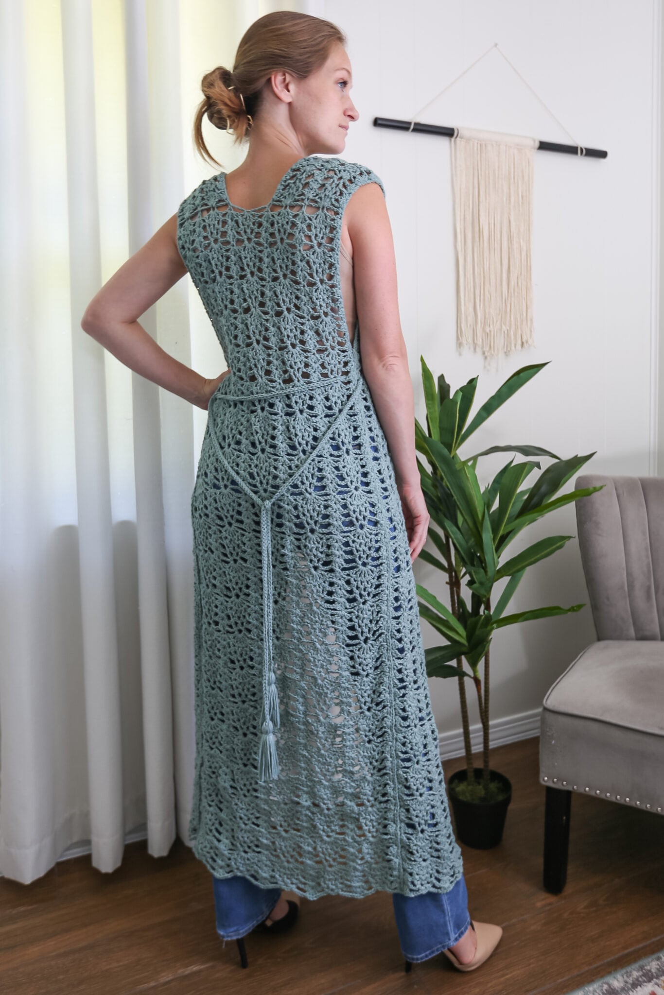 FREE Long Crochet Duster Pattern - Easy Pineapple Stitch Vest - Life + Yarn