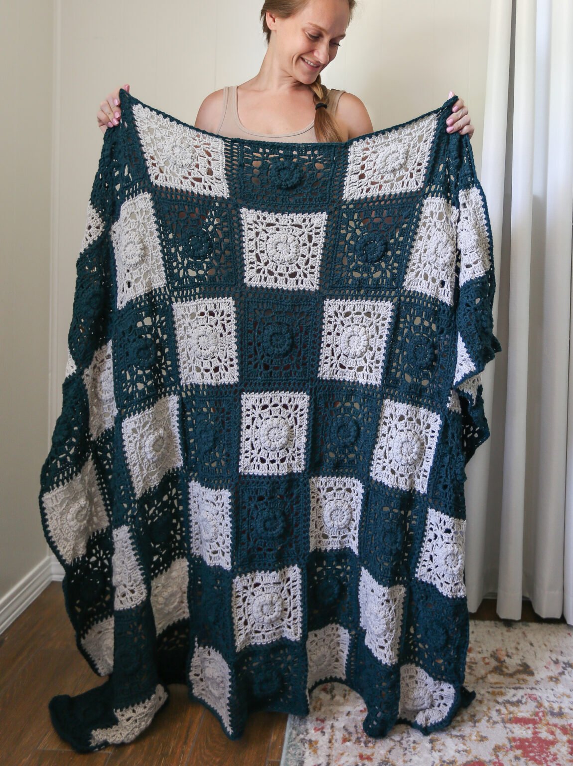 Stunning Two Color Crochet Afghan - Free Modern Granny Square - Life + Yarn