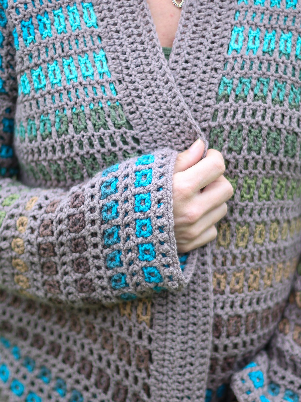Free Crochet Coat Pattern with Pockets - Interlocking Crochet - Life + Yarn